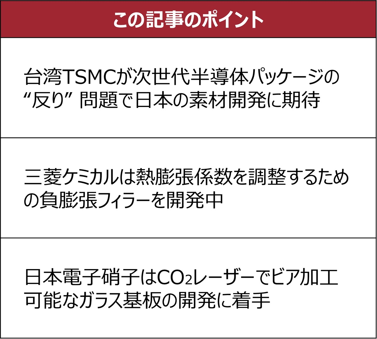 TSMCが悩む先端パッケージの“反り”、日本企業が素材で挑む | 日経クロステック（xTECH）