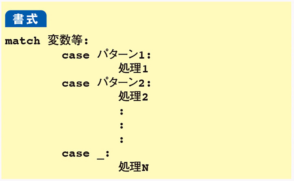 Pythonでもついに複数条件の列挙が可能に、match文を使ってみよう | 日経クロステック（xTECH）